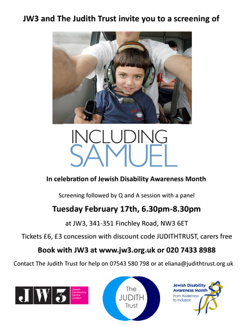 Including Samuel – JW3 film event - Judith Trust